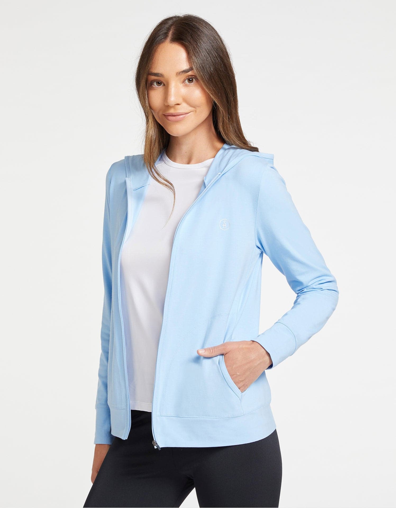 Light Blue Soft Hooded Top For Women | UPF 50+ Sun Protective Hoodie ...