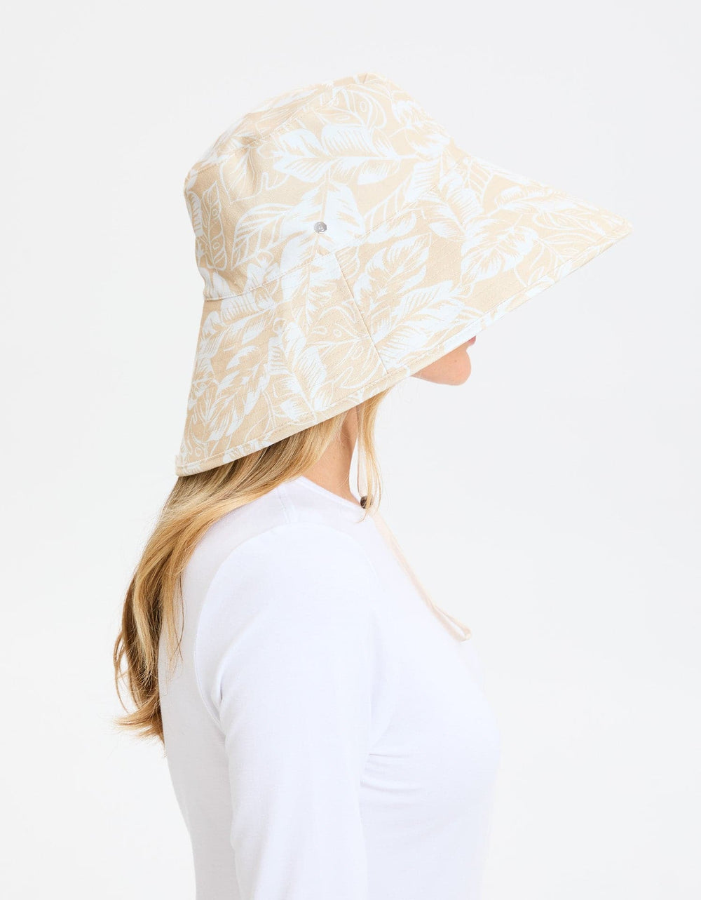 Women’s Wide Brim Beige Tropical Print Sun Hat UPF 50+ Solbari